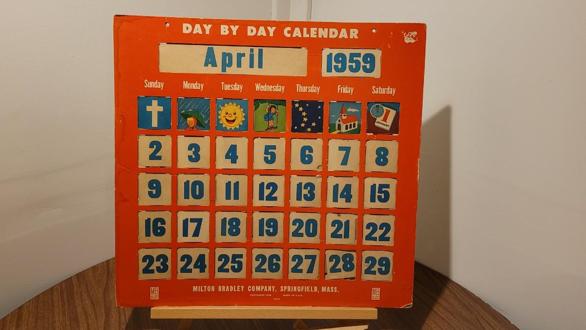 Lot 7: Vintage Mid Century Milton Bradley 'Day by Day Calendar ...