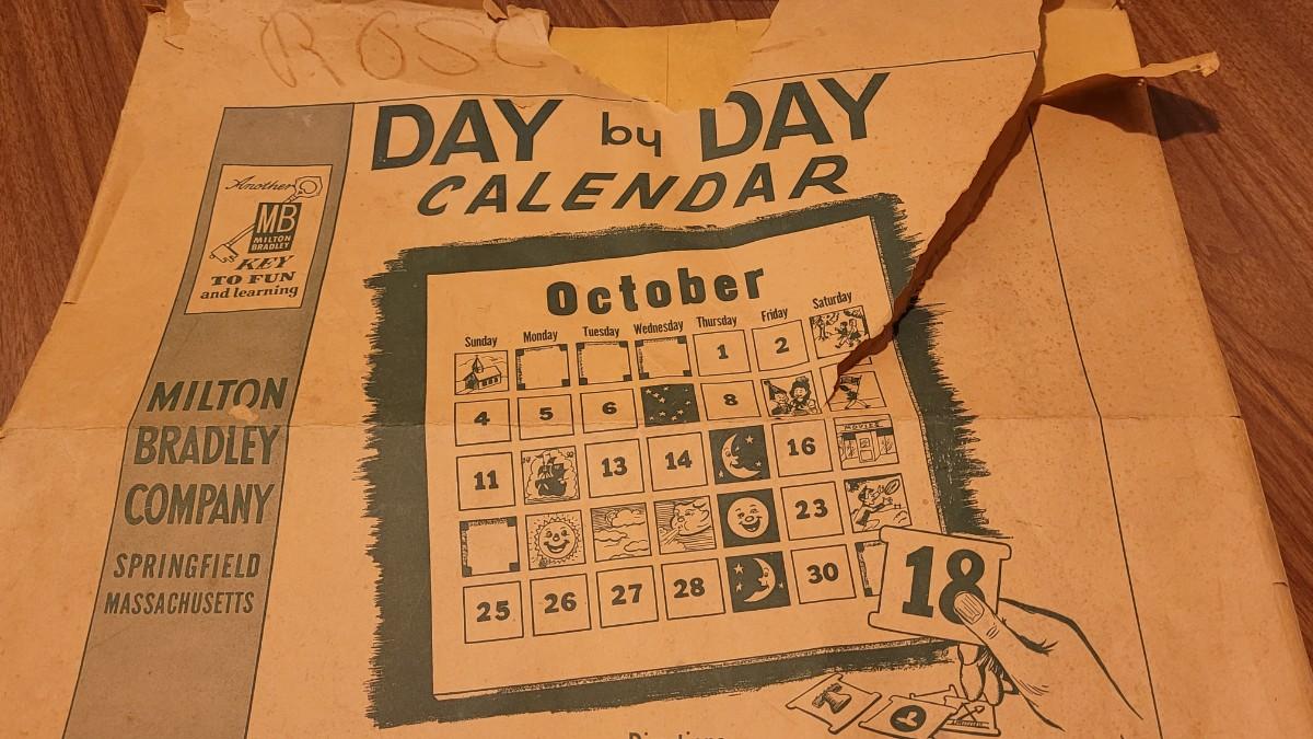 Lot 7: Vintage Mid Century Milton Bradley 'Day by Day Calendar ...