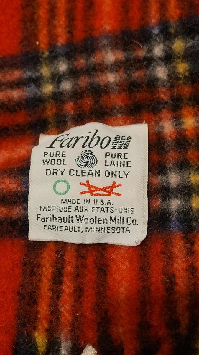 Lot 22: Vintage Fairbo Red, Black & Yellow Wool Blanket | EstateSales.org