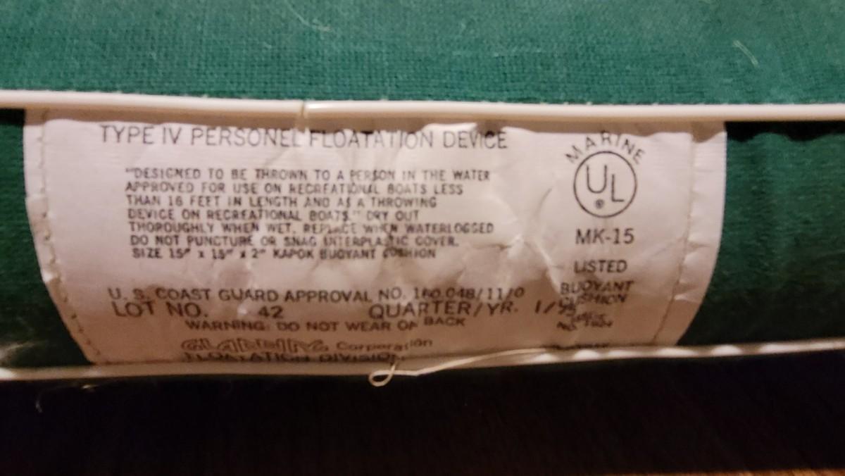 Lot 61: (2) Vintage Throwable Life Vest Boating Cushion Floatation ...