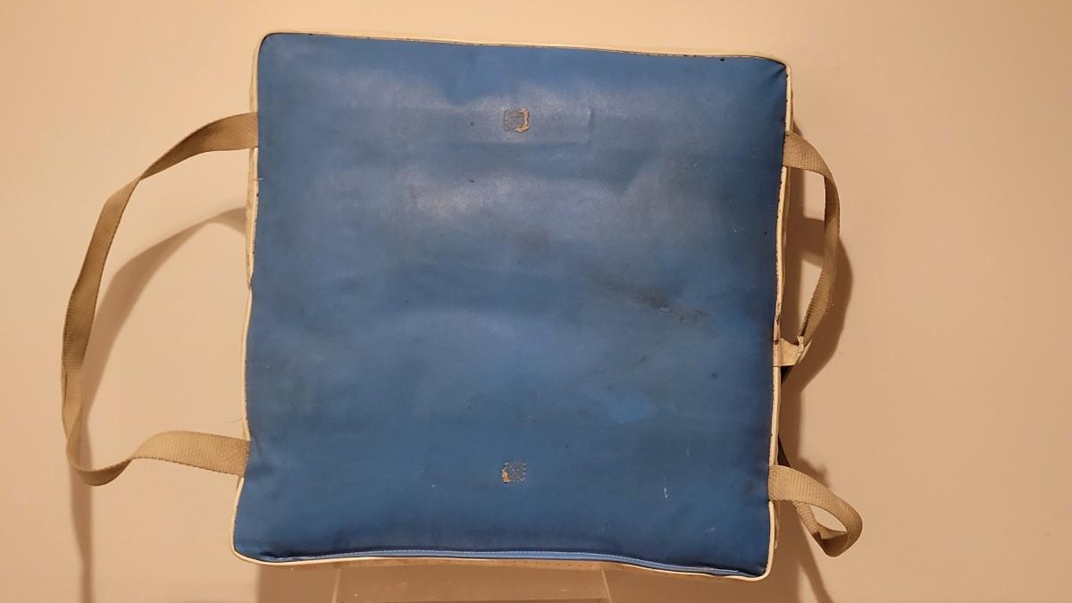 Lot 71: Vintage Child's Orange Life Vest and Blue Boat Cushion Life ...