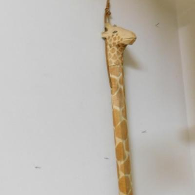 Hand Carved Wood Giraffe Walking Stick | EstateSales.org