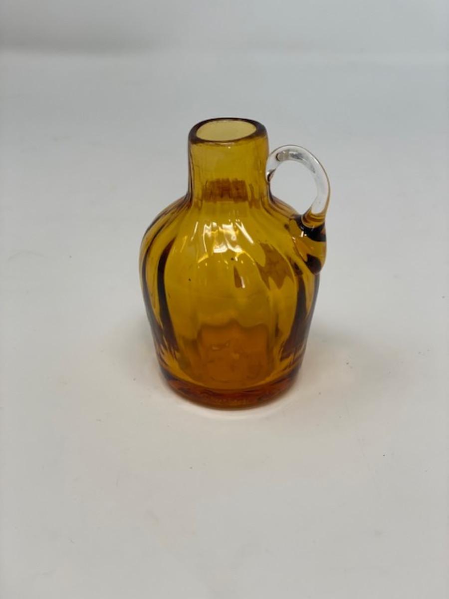 Miniature hand Blown Amber Optic Ribbed Jug - 4" | EstateSales.org