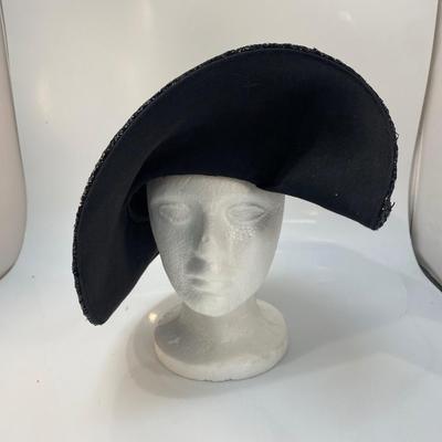 Vintage Black Advant Garde Twisted Brim Hat by El-Marie Santa Ana CA ...