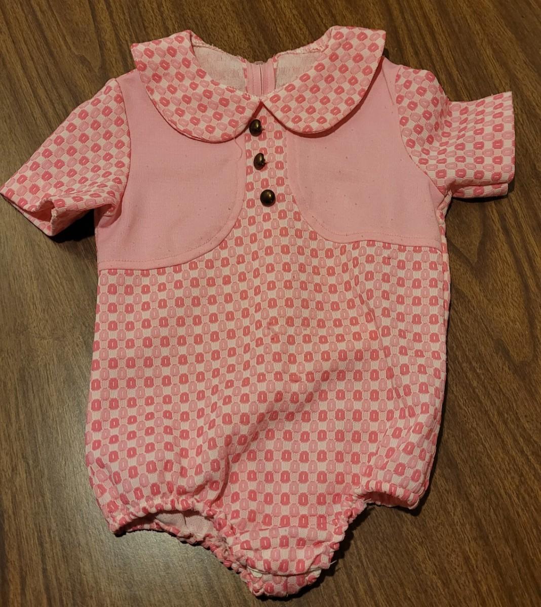 Lot 158: Mid Century Pink & White Polyester Baby Outfit | EstateSales.org