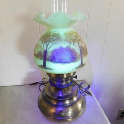 Vintage Fenton Hand Painted Glass Shade Table Lamp Signed by Artist ...