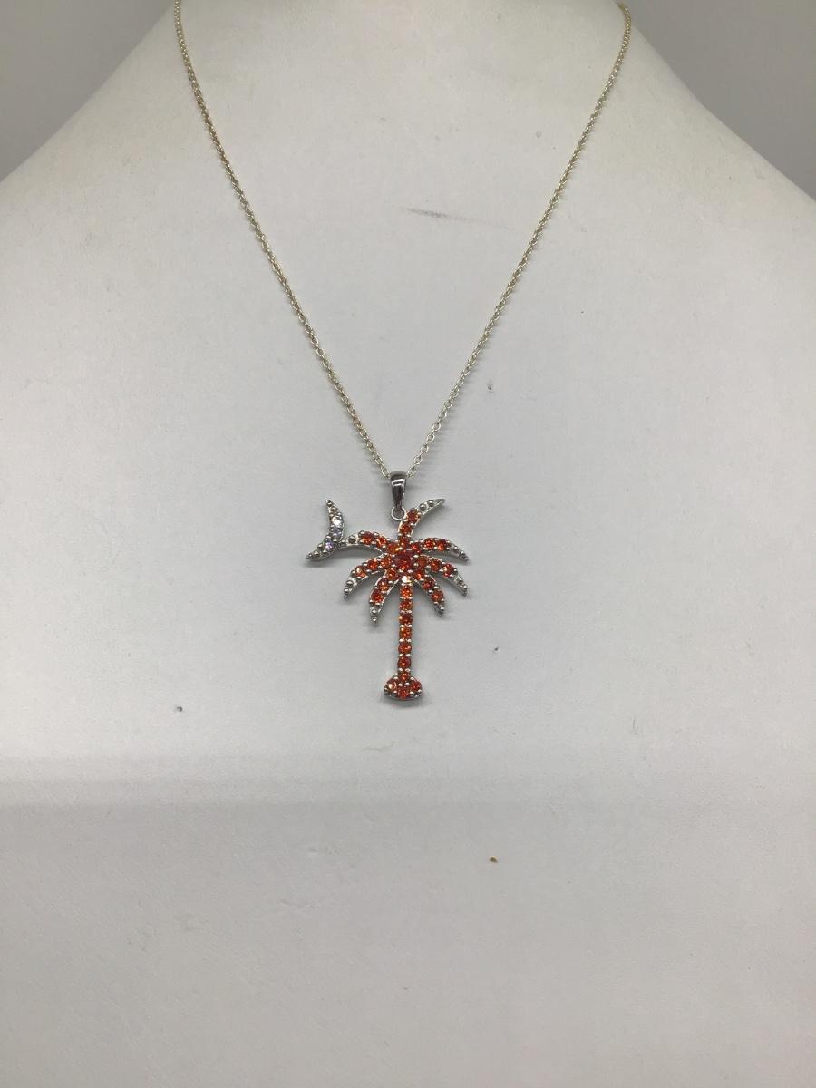 Orange Palm Tree 925 Pendant and Chain 925 | EstateSales.org