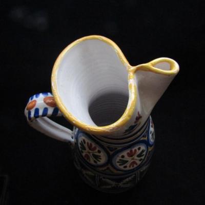 Hand Painted Pitcher with Pinched Spout- Signed (#290) | EstateSales.org