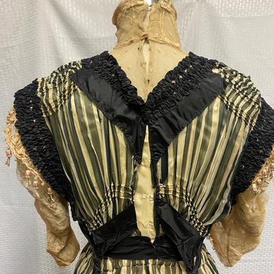 Antique Victorian Black & White Striped with Pink Accents Fancy Gala ...