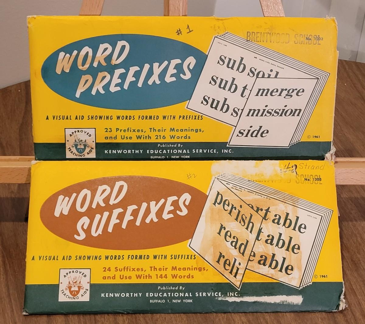 Lot 121: Vintage Word Prefixes and Suffixes Flash Cards | EstateSales.org