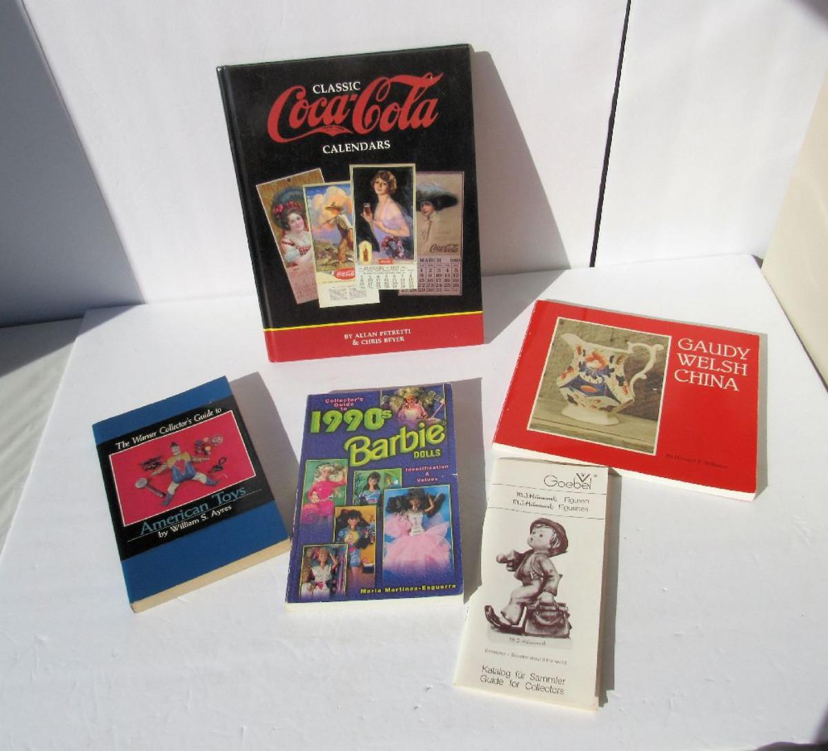 4 Older Collectibles Reference Books and Pamphlet, Coca Cola Calendars ...