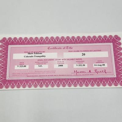 MICHAEL RICKER ~ Colorado Tranquility ~ Pewter Sculpture | EstateSales.org