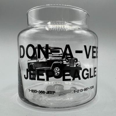Black Graphic Jeep Wrangler Glass Jar | EstateSales.org