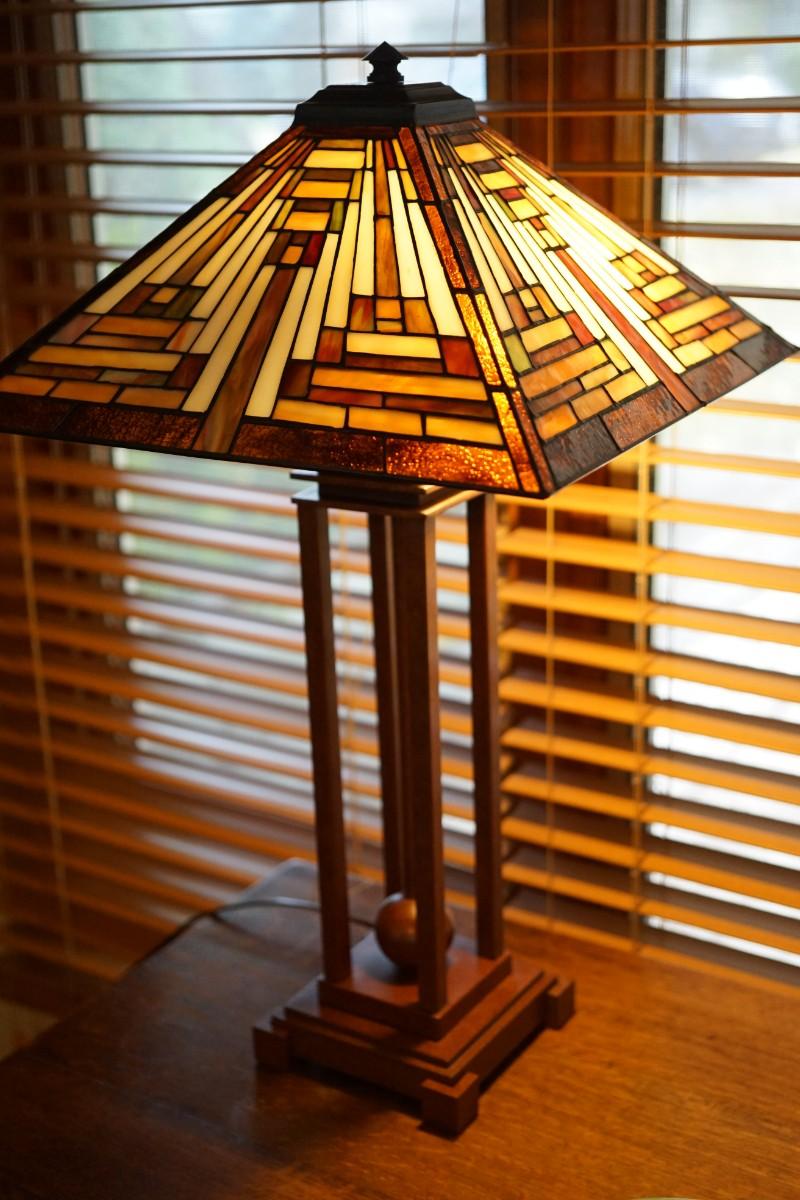 ARTS AND CRAFTS PRAIRIE STYLE TABLE LAMP W/REPRO / QUALITY BRUSHED ...