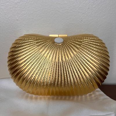 Gold Toned Hard Shell Clutch Purse | EstateSales.org