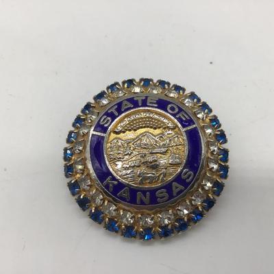 Vintage State of Kansas Rhinestone Pin | EstateSales.org