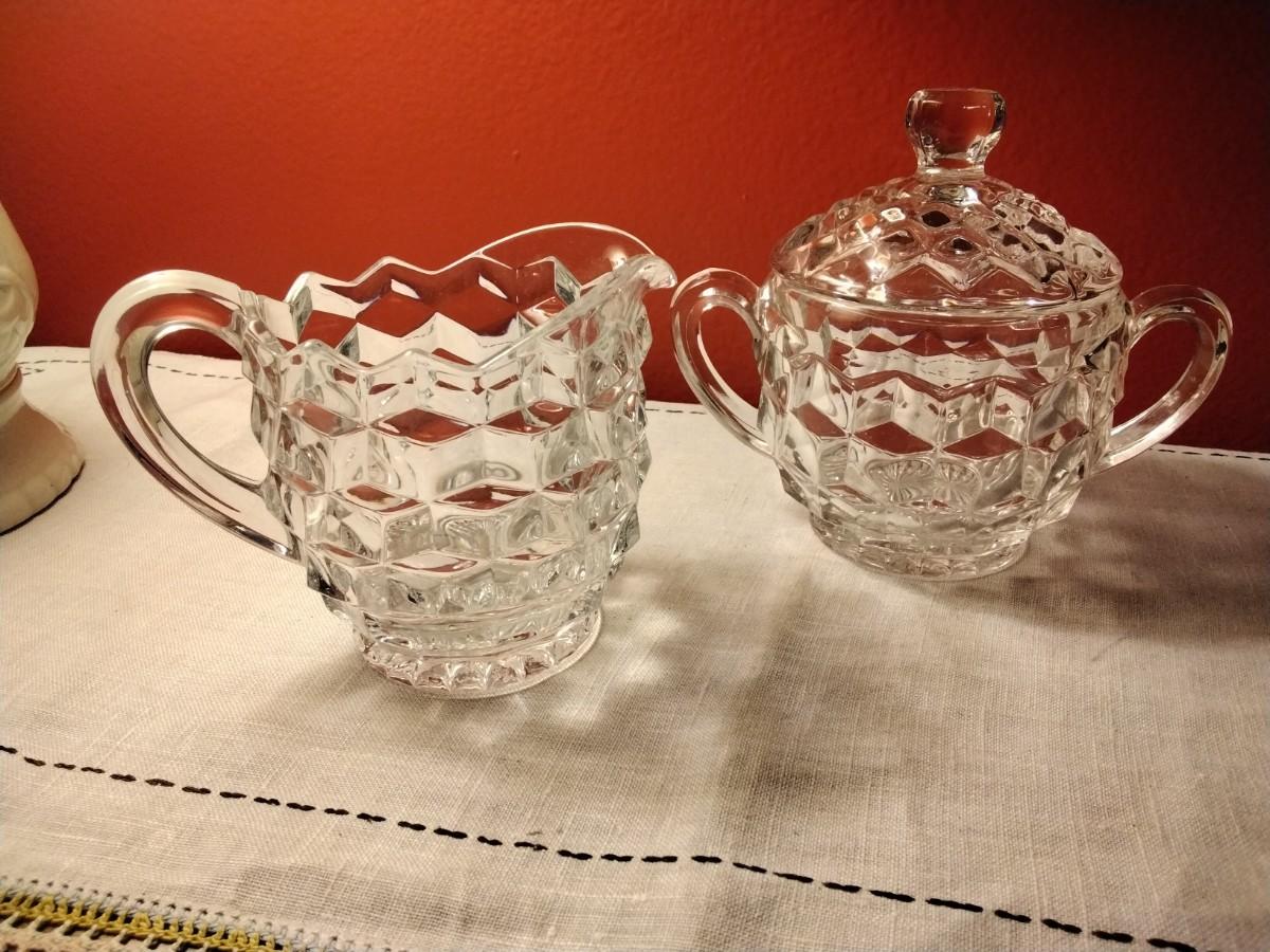 Covered Sugar Bowl and Creamer American Clear by FOSTORIA | EstateSales.org
