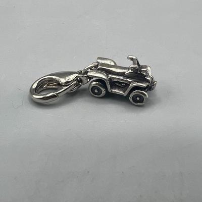 Small Sterling Silver ATV Motorcycle Keychain Charm | EstateSales.org