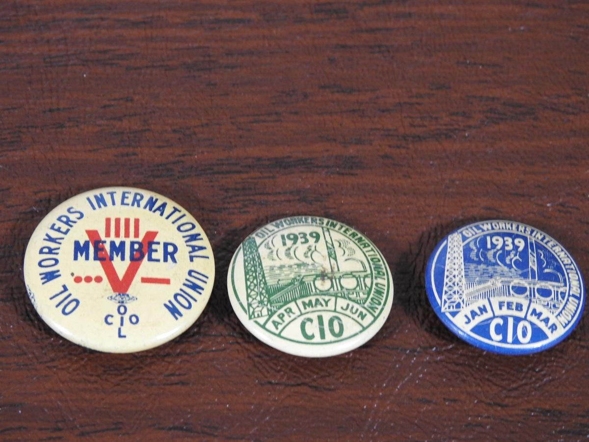 Collection of oil workers international union pins | EstateSales.org