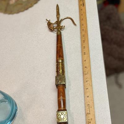 Antique Brass Wood Ankush Ankus Elephant Mahout Hook | EstateSales.org