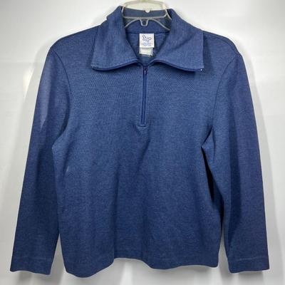 Blue Collared Mid Zip Up Soft Sweater | EstateSales.org