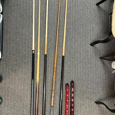 Lot of Billiards Pool Cues Alex Higgins, Pool Bridges, & Pool Cue Stick ...