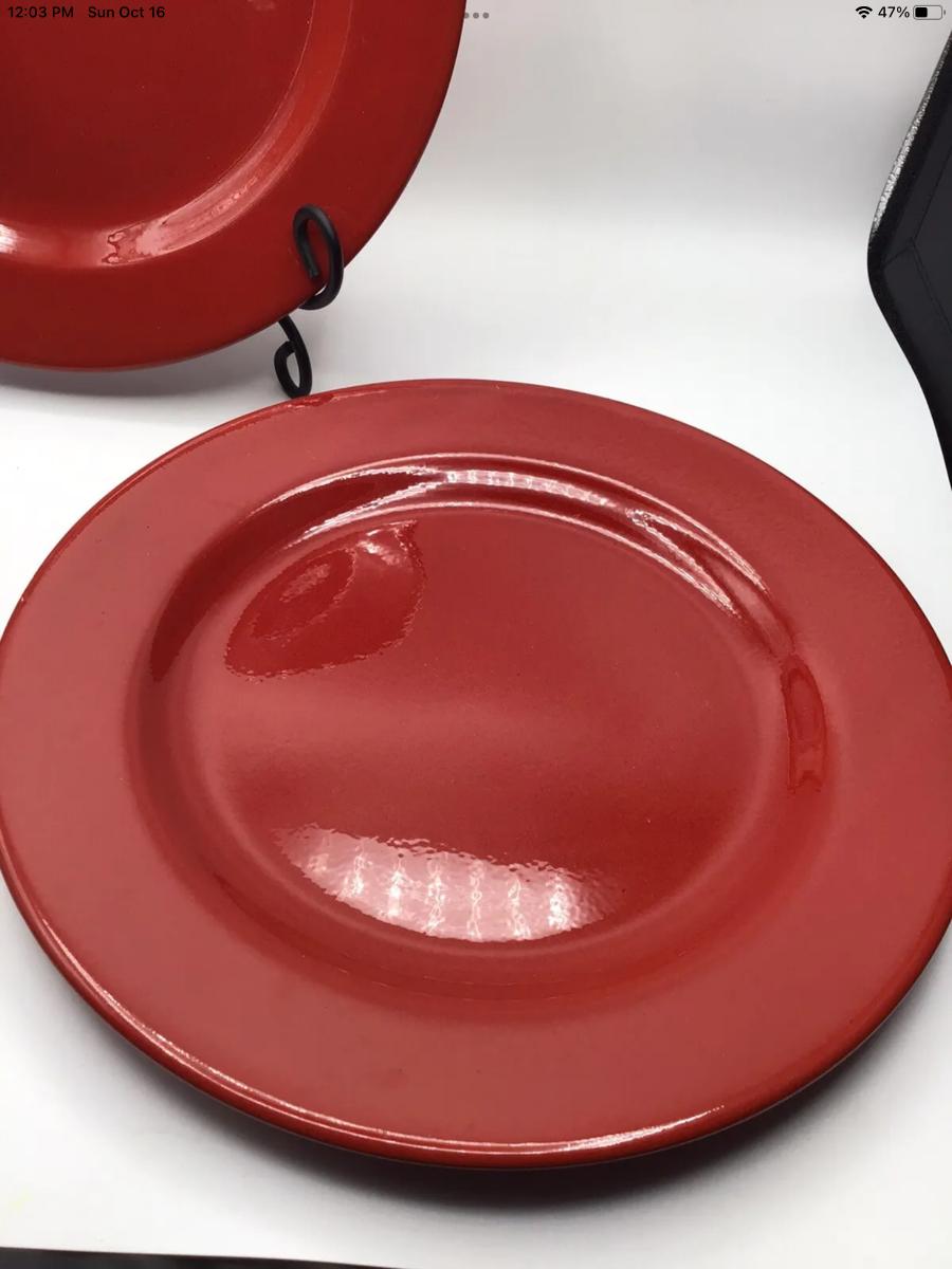Pier 1 Red Earthenware Dinner Plates | EstateSales.org