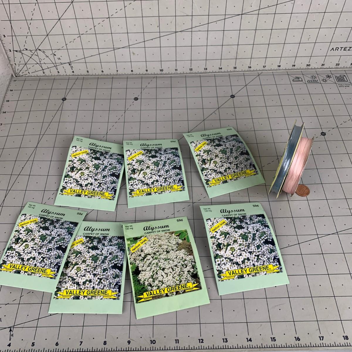 #81 Alyssum Valley Greene Carpet of Snow Flower Seed & Ribbon ...