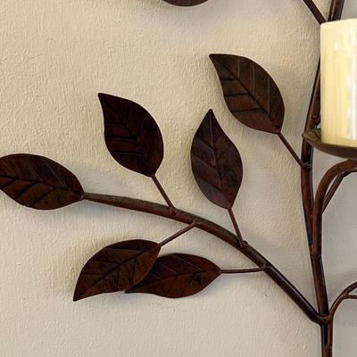 Set of Wall Hanging Metal Leaf Branch Candle Holders | EstateSales.org