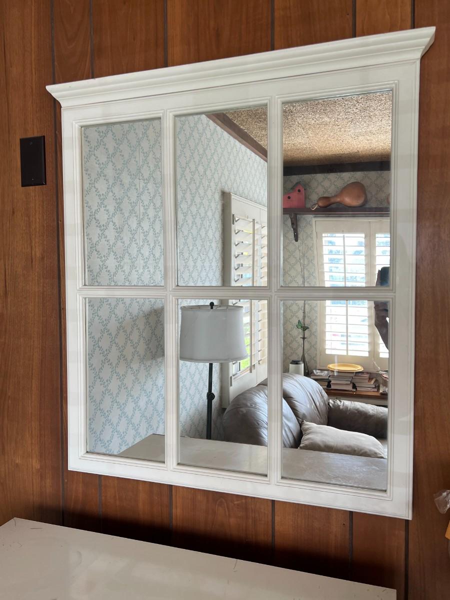 Wall Hanging White Wood 6 Panel Window Mirror | EstateSales.org