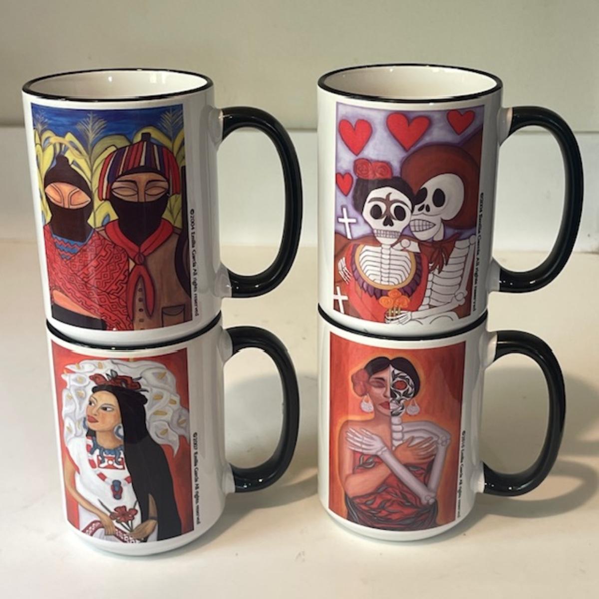 Lot 51 Orca Coating 4 Mugs Designs by Artist Emilia Garcia 2004 Mexico ...