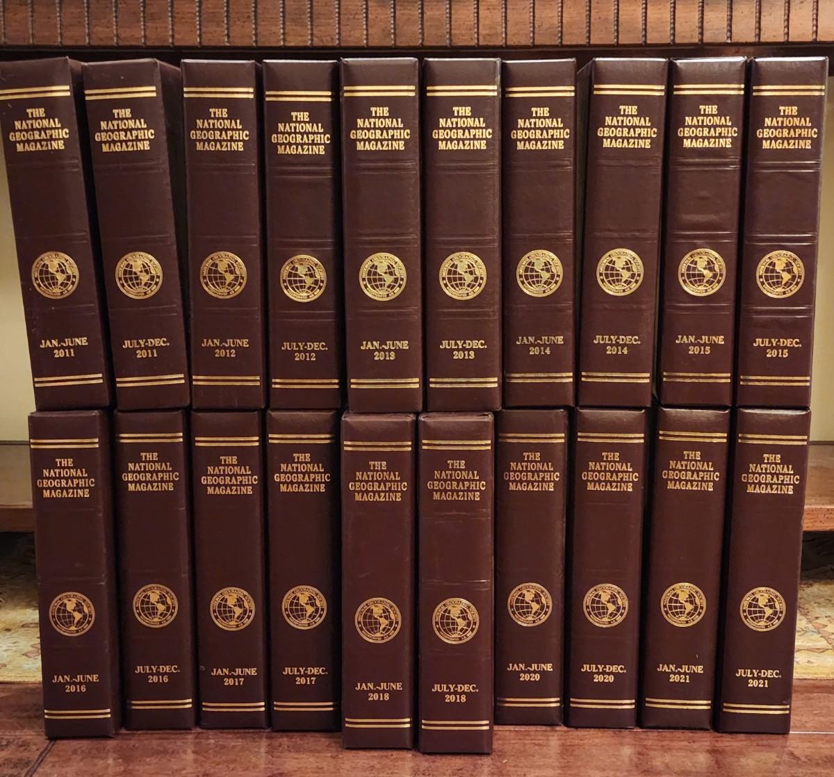 Lot of National Geographic Magazines in Leather slip cases 2012 - 2021 ...
