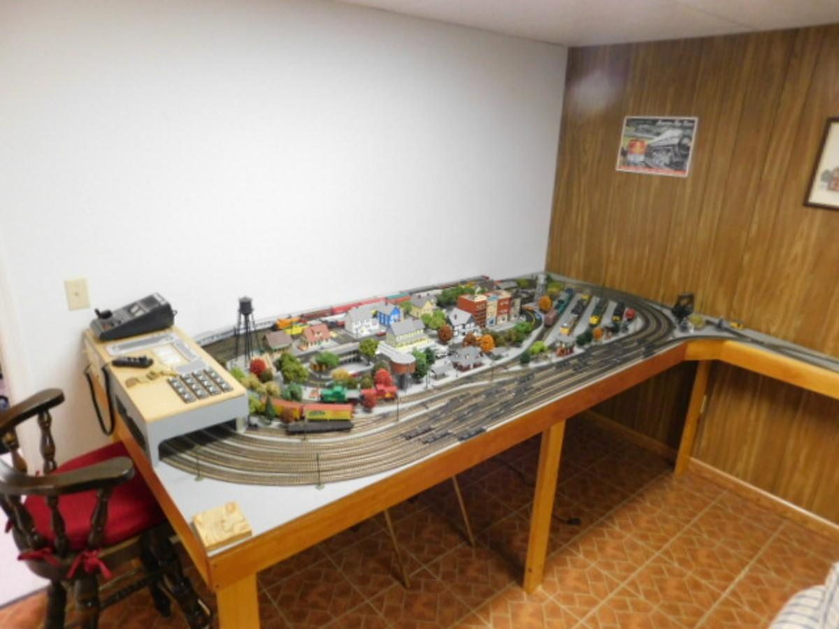 Large Model Train Village And Track With Trains Platform And Switch Set Up