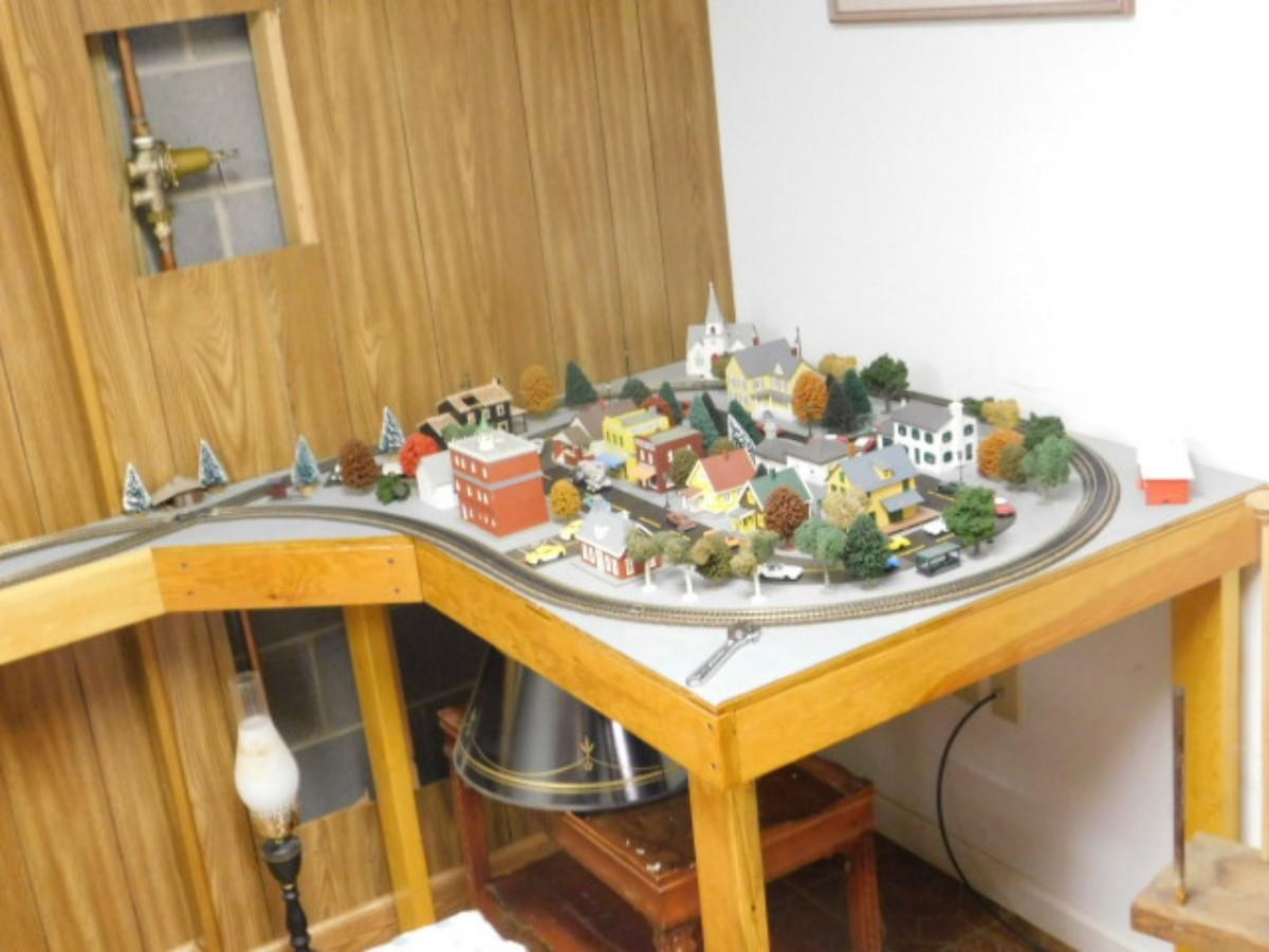 Large Model Train Village And Track With Trains Platform And Switch Set Up