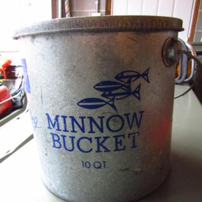 Vintage Sears Galvanized Metal Floating Minnow Bucket- 10 Quart ...