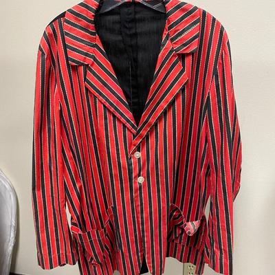 Vintage Hand Made Men's Thin Red & Black Striped Jacket Coat ...