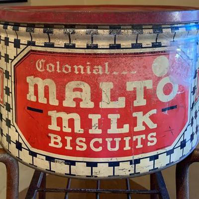 VINTAGE RARE COLONIAL MALTO MILK BISCUIT TIN | EstateSales.org