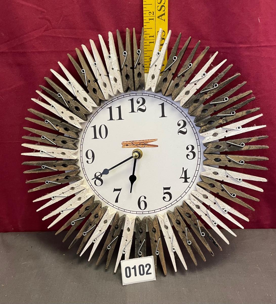 Clothes pin clock | EstateSales.org