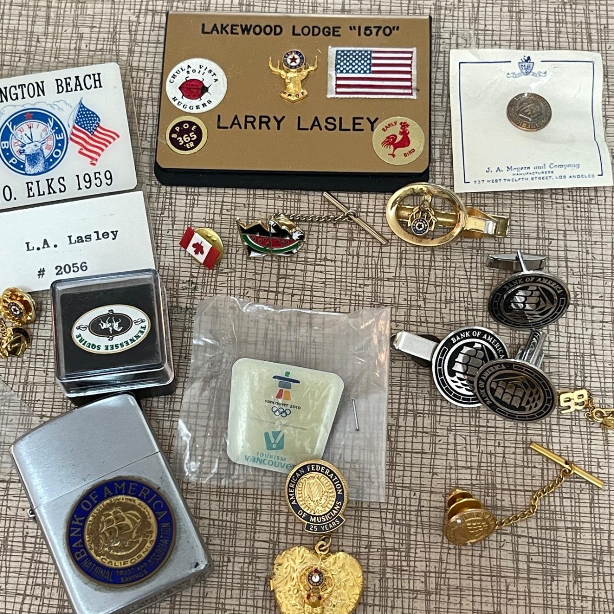 Lot 58 Group Pins Tie Tac Fraternal Organizations Elks Bank of America ...