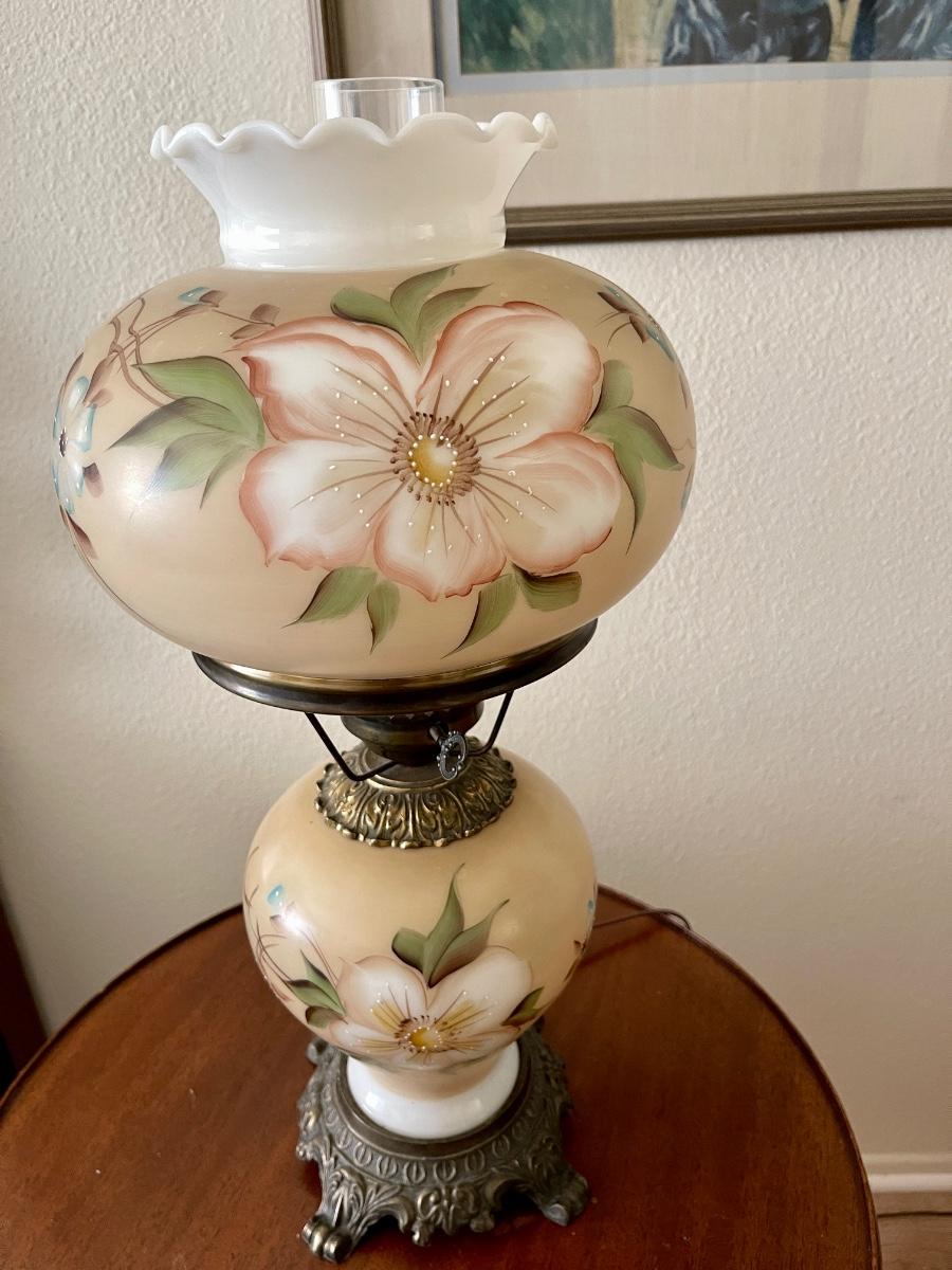Lot 67 Contemporary Electric Hurricane Lamp Hand Painted 23