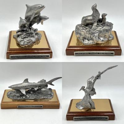 MICHAEL RICKER ~ Limited Edition ~ Four (4) Coastal Pewter Sculptures ...