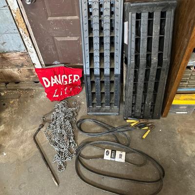 PITTSBURGH 6500# CAPACITY PORTABLE RAMPS, HD JUMPER CABLES, SNOW CHAINS ...