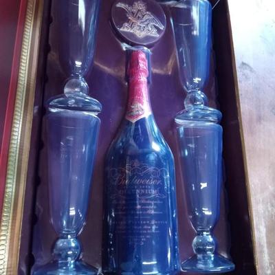 LIMITED EDITION BUDWEISER MILLENNIUM BEER AND GLASSES | EstateSales.org