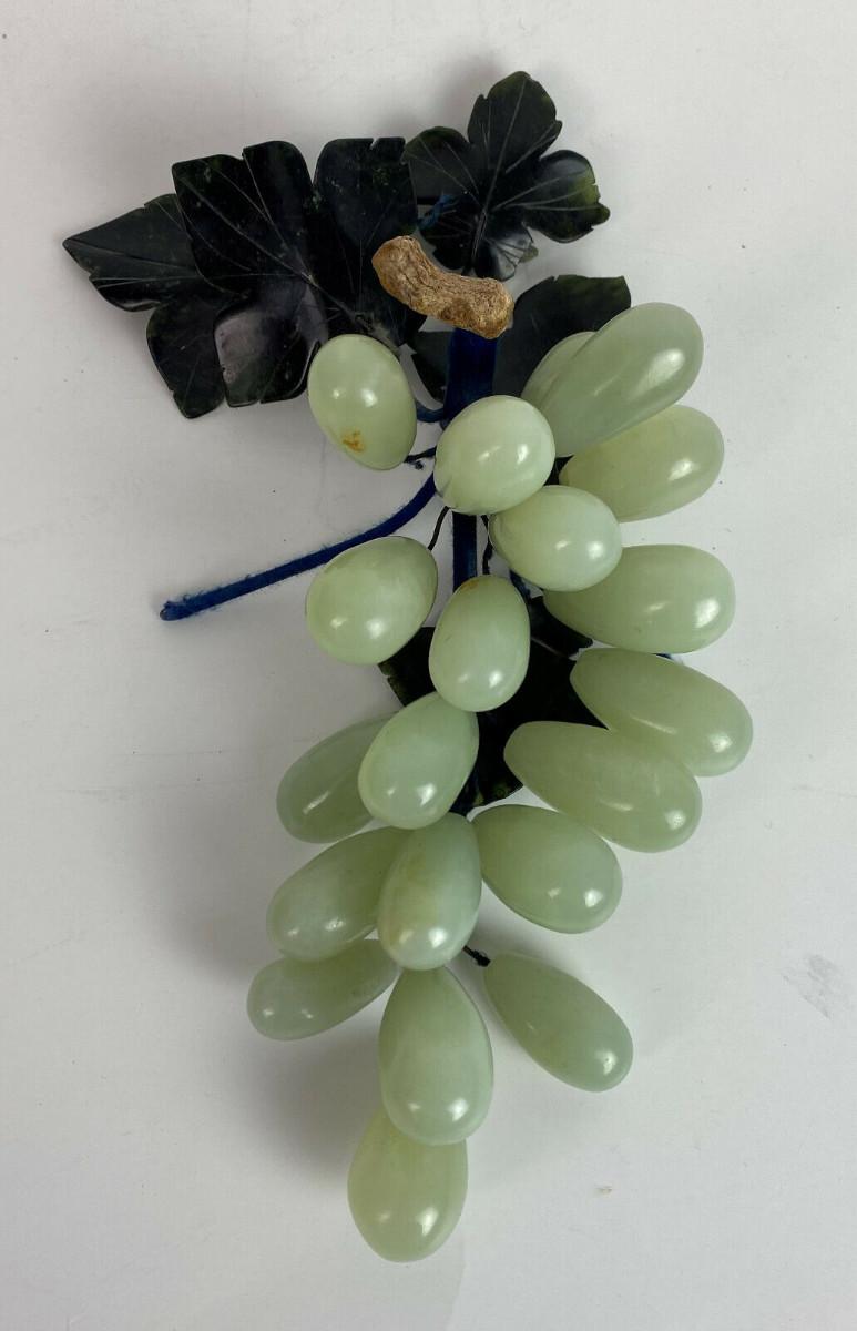 Vintage Chinese Jade Grapes stone fruit Hollywood Regency Pair ...