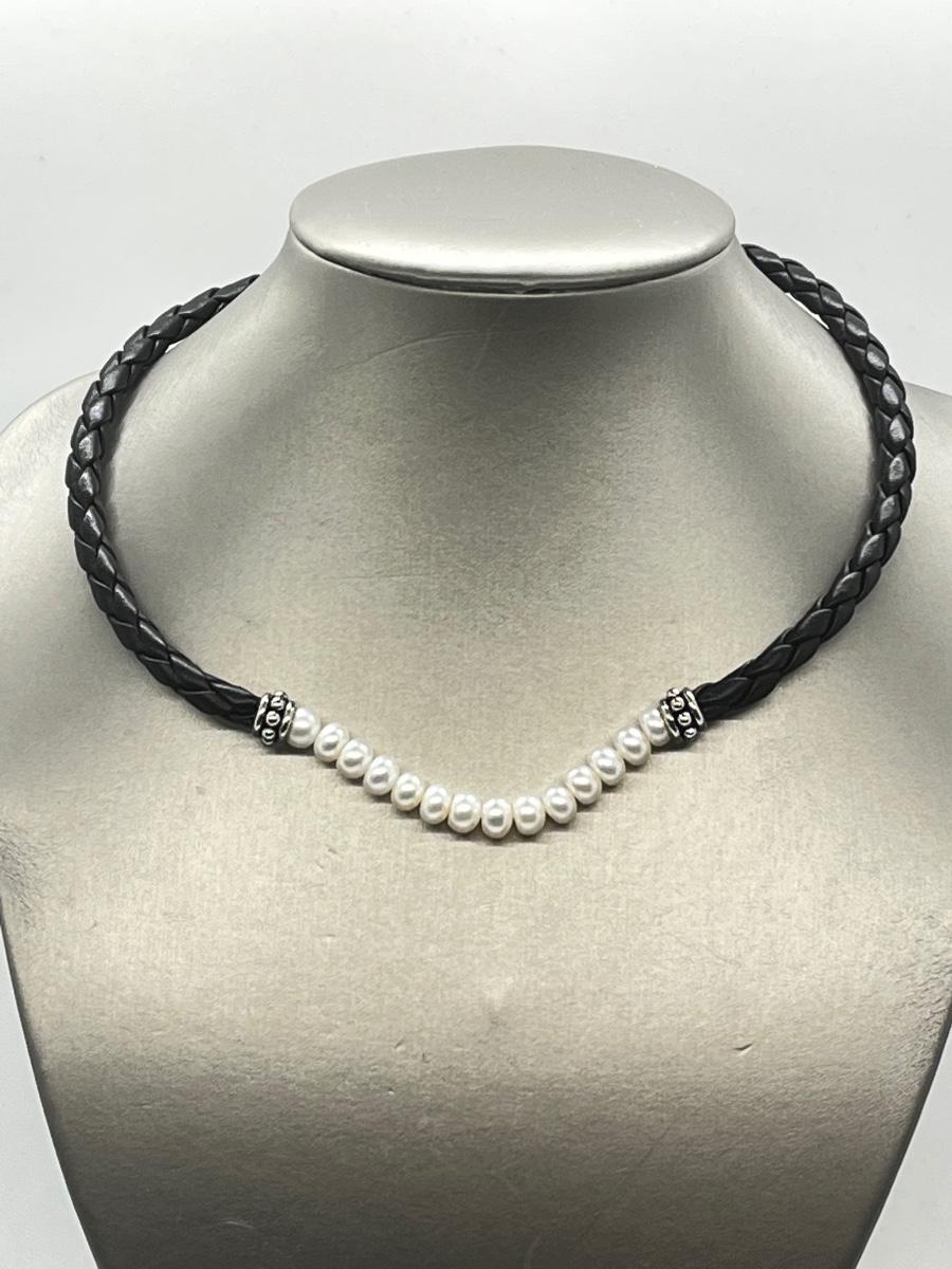 LOT 2: Honora Cultured Freshwater Pearl and Sterling Silver on Leather ...