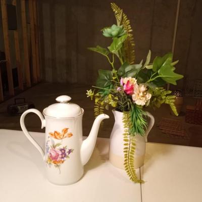 MADE IN GERMANY PORCELAIN COFFEE SERVER AND CERAMIC VASE | EstateSales.org