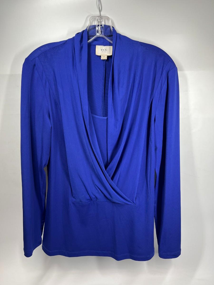 Ladies Womans Royal Blue Long Sleeve Blouse Top Eci New York Medium