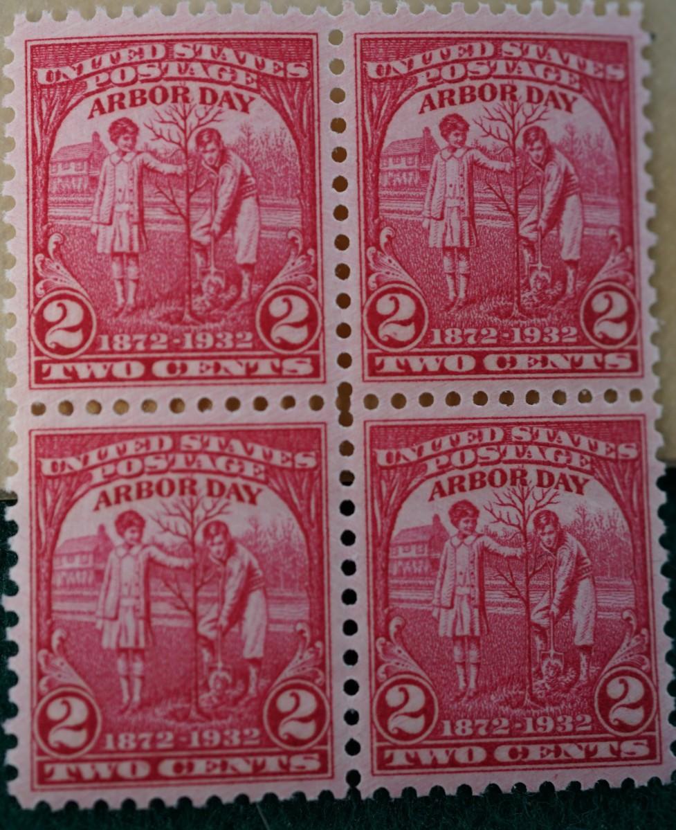 1932 ARBOR DAY 2 CENT STAMPS - BLOCK OF FOUR | EstateSales.org