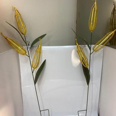 Pair of Garden Yard Art Metal Corn on the Cob Stocks Ground Stakes ...