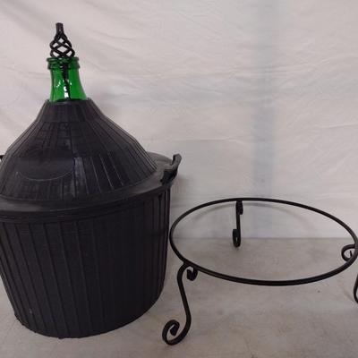 Villani Glass Demijohn with Protective Basket includes Wrought Metal ...